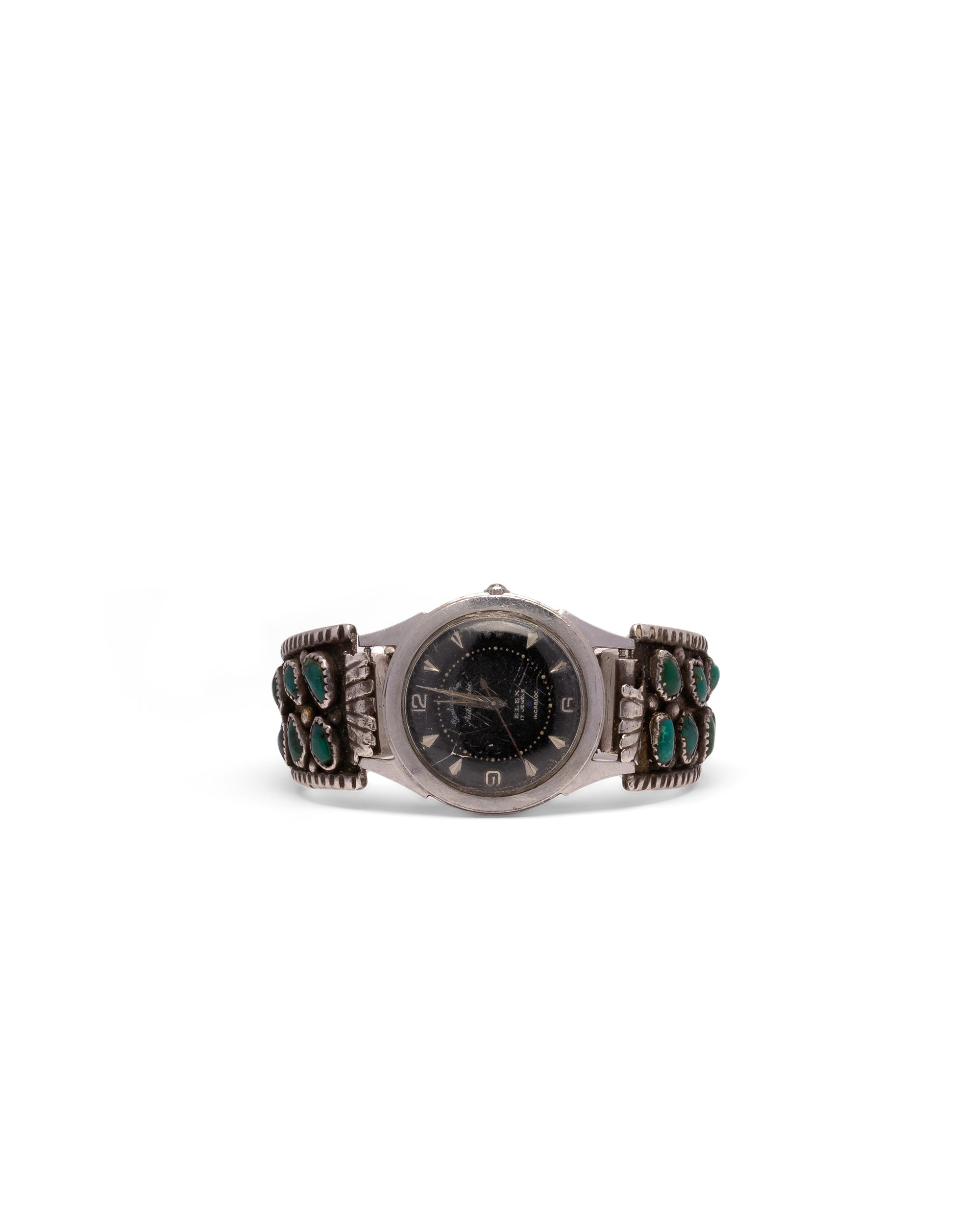Silver Watch with Teardrop Turquoise Stones